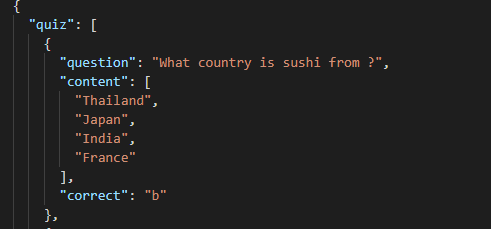 Solved So I've taken data from the JSON file and I want to | Chegg.com
