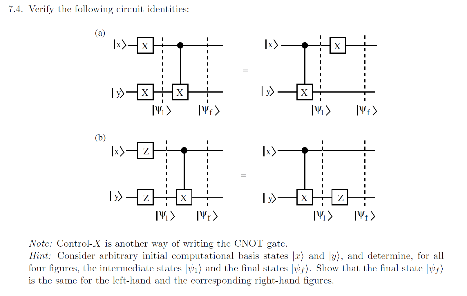 Solved 7.4. Verify the following circuit identities: (c = | Chegg.com