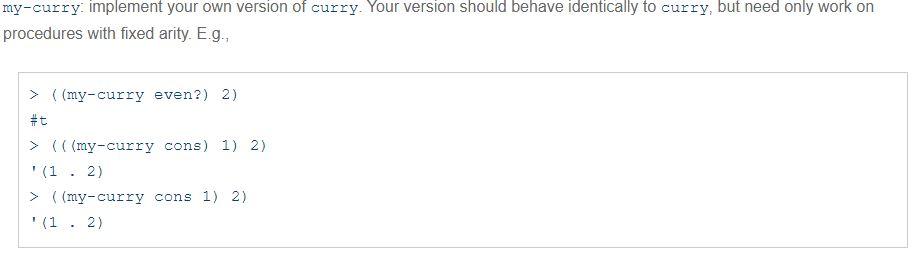 Solved my-curry: implement your own version of curry. Your | Chegg.com