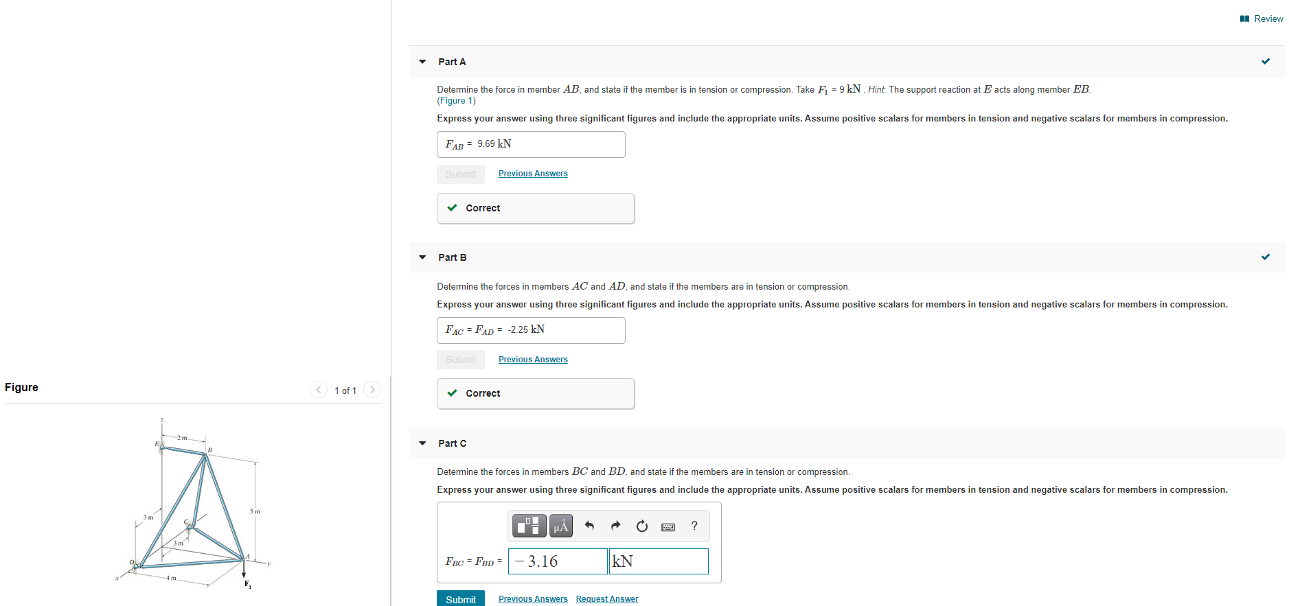 Solved Submit Previous Answers Correct Part C Determine | Chegg.com