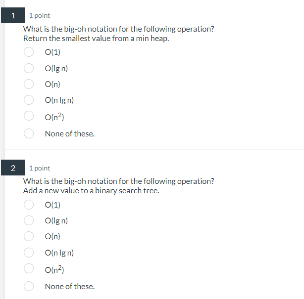Solved What is the big-oh notation for the following | Chegg.com