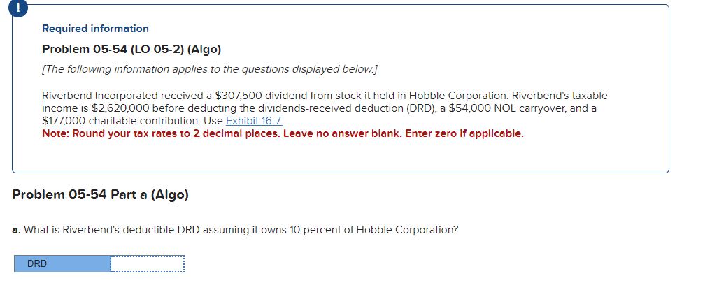 Solved Required information Problem 05-54 (LO 05-2) (Algo) | Chegg.com