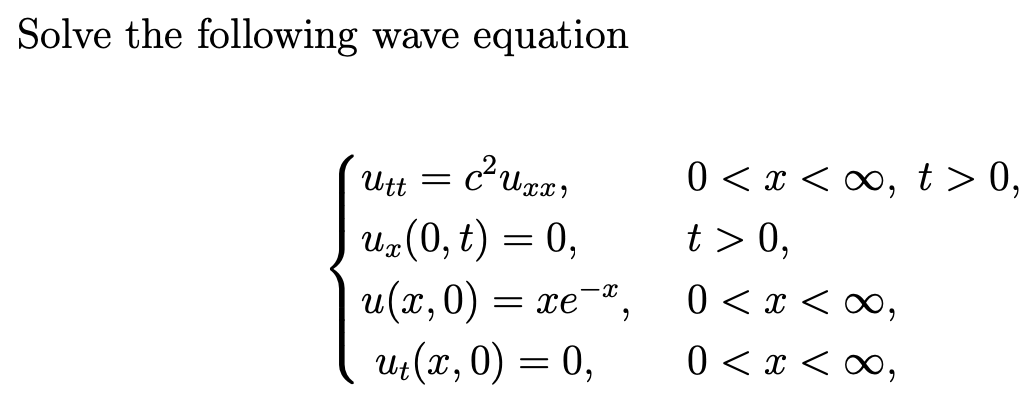 Solved Solve the following wave equation | Chegg.com