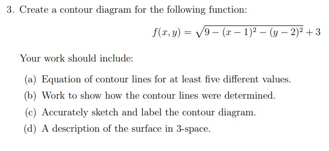 Solved Create a contour diagram for the following | Chegg.com