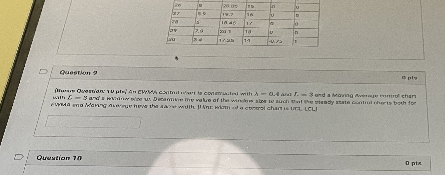 Solved [Bonus Question: 10 pts] An EWMA control chart is | Chegg.com