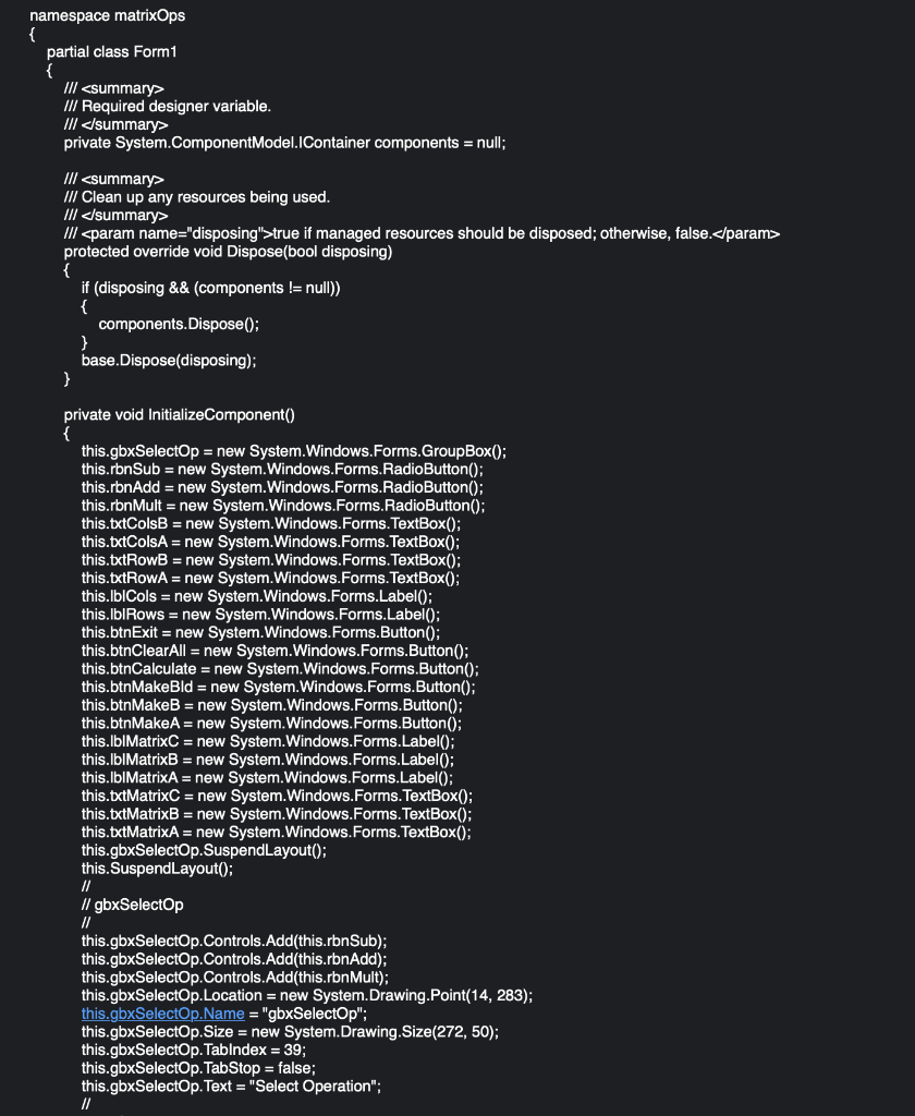 Solved CIS 3309 Section 2 Lab: Matrix Ops 2 Object Problem | Chegg.com