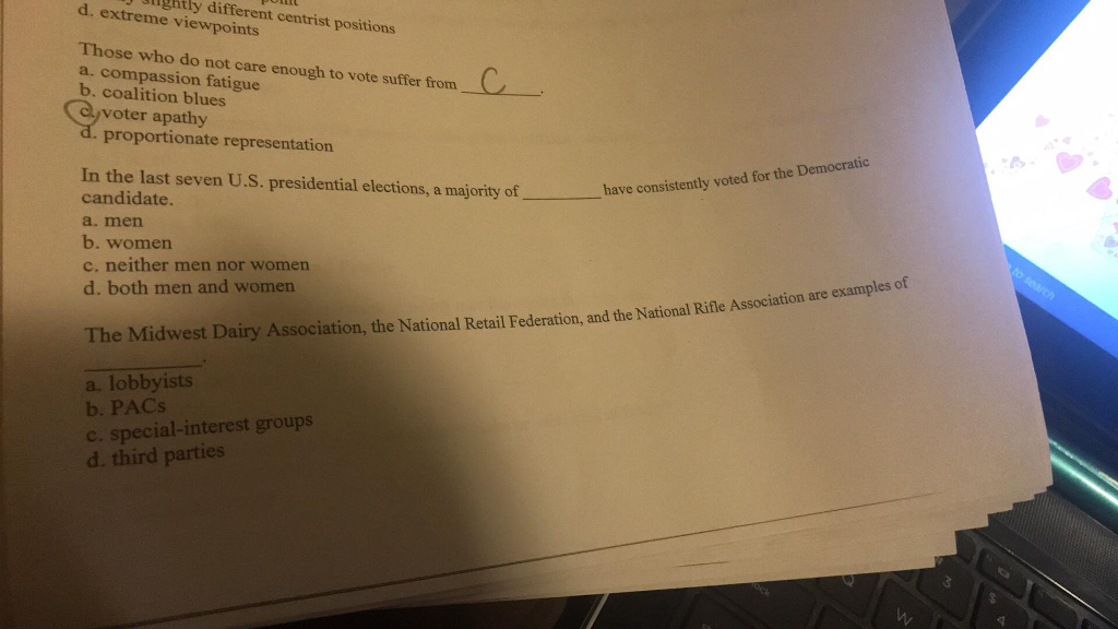 Solved J jiightly different d. extreme viewpoints centrist | Chegg.com