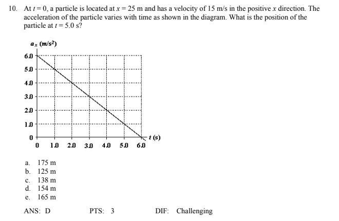 Solved q10.At t = 0, a particle is located at x = 25 m and | Chegg.com