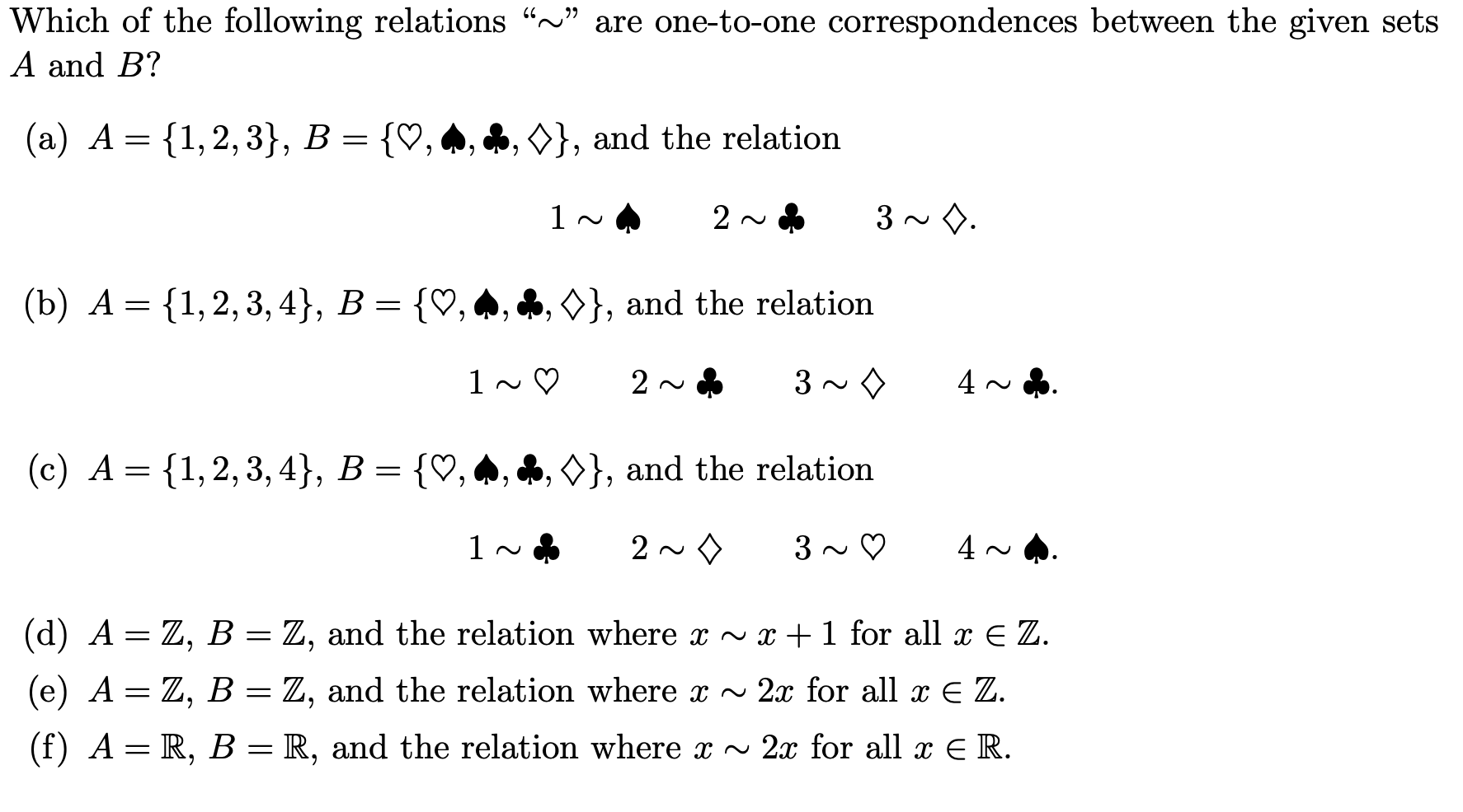 Solved Which of the following relations “w” are one-to-one | Chegg.com
