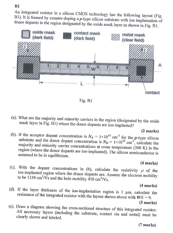B1 An integrated resistor in a silicon CMOS | Chegg.com