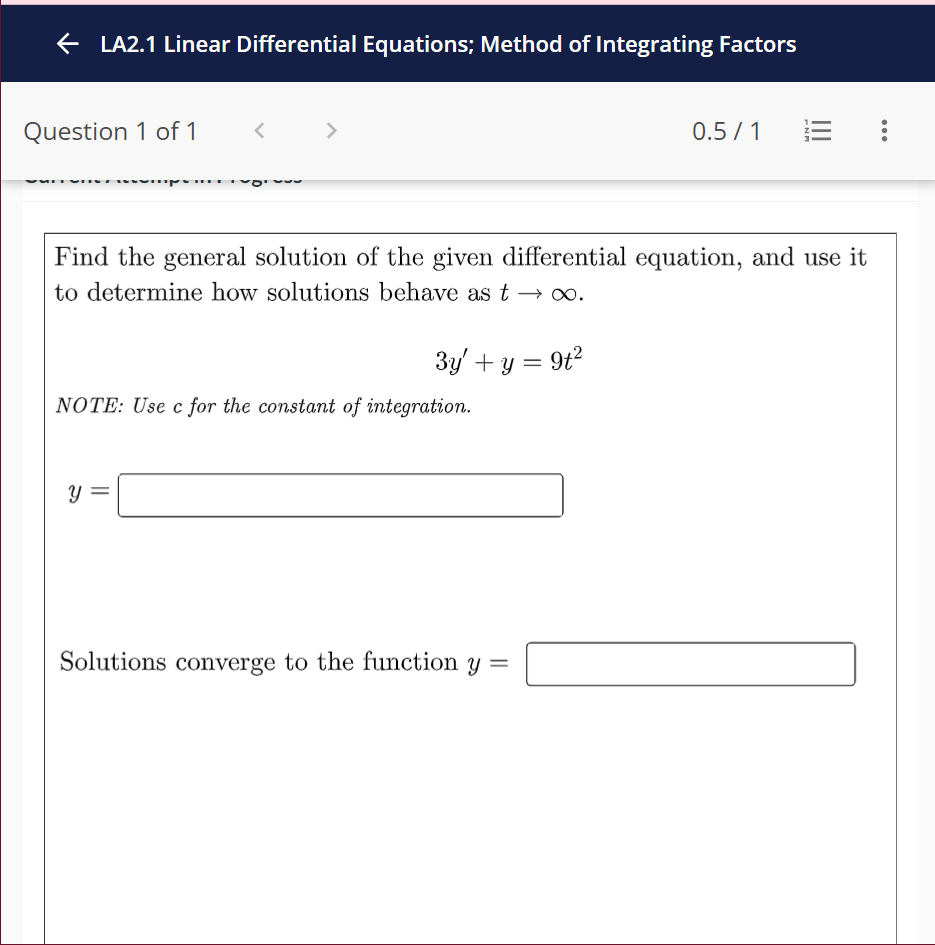 Solved ←LA2.1 Linear Differential Equations; Method of | Chegg.com