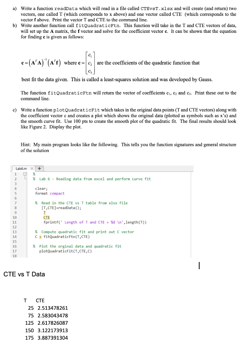 Solved a) ﻿Write a function readData which will read in a | Chegg.com