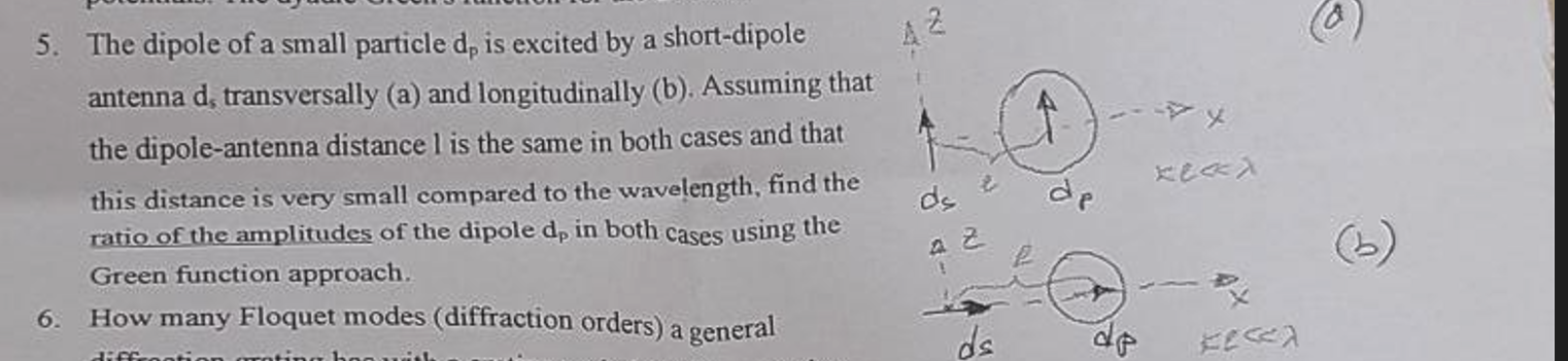 [Solved]: SOLVE 5) 5. The dipole of a small particle ( d_{
