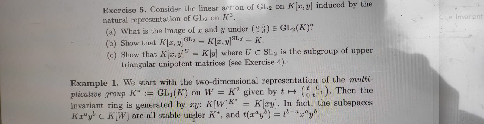 Solved Exercise 4. The natural rupresentation of SL2( and | Chegg.com