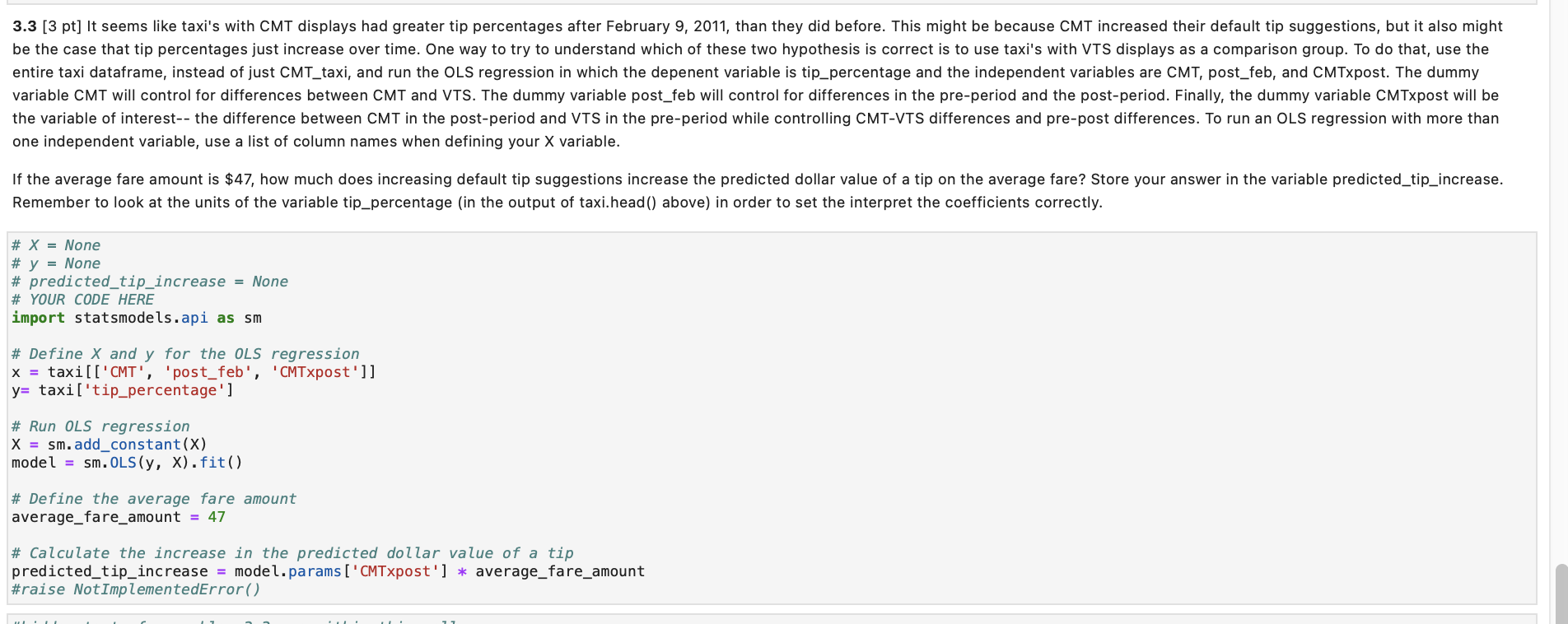 Solved one independent variable, use a list of column names | Chegg.com