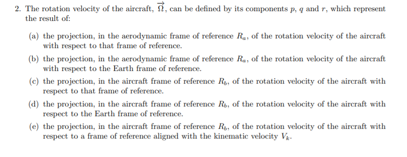 Solved 2. The rotation velocity of the aircraft, , can be | Chegg.com
