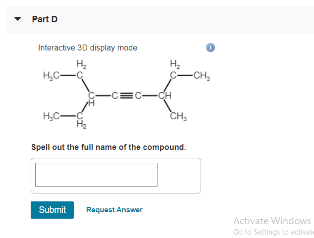 Solved Part D Interactive 3D display mode H2 H2C -C H C- | Chegg.com