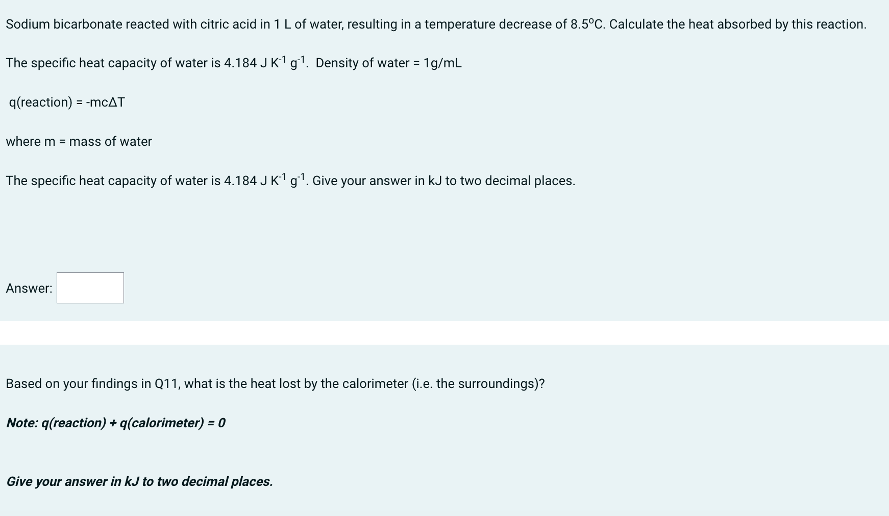 Solved Sodium bicarbonate reacted with citric acid in 1 ﻿L | Chegg.com