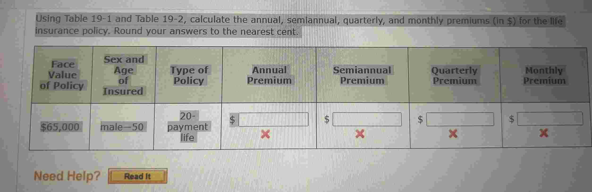 Solved Using Table 19-1 ﻿and Table 19-2, ﻿calculate the | Chegg.com