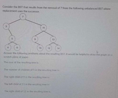 Solved Consider the BST that results from the removal of 7 | Chegg.com