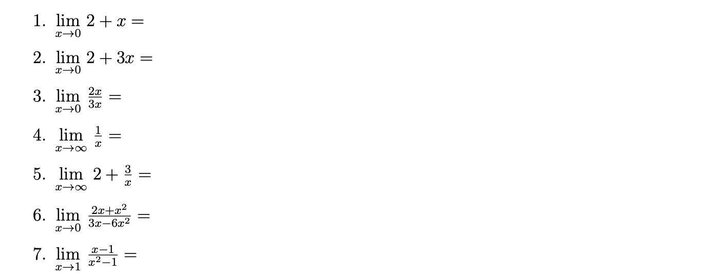 Solved 1. limx→02+x= 2. limx→02+3x= 3. limx→03x2x= 4. | Chegg.com