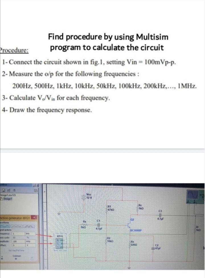 Solved Find procedure by using Multisim Procedure: program | Chegg.com