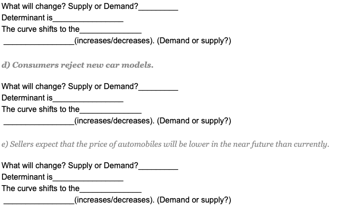 Solved (20 points) Which determinant of supply or demand is | Chegg.com