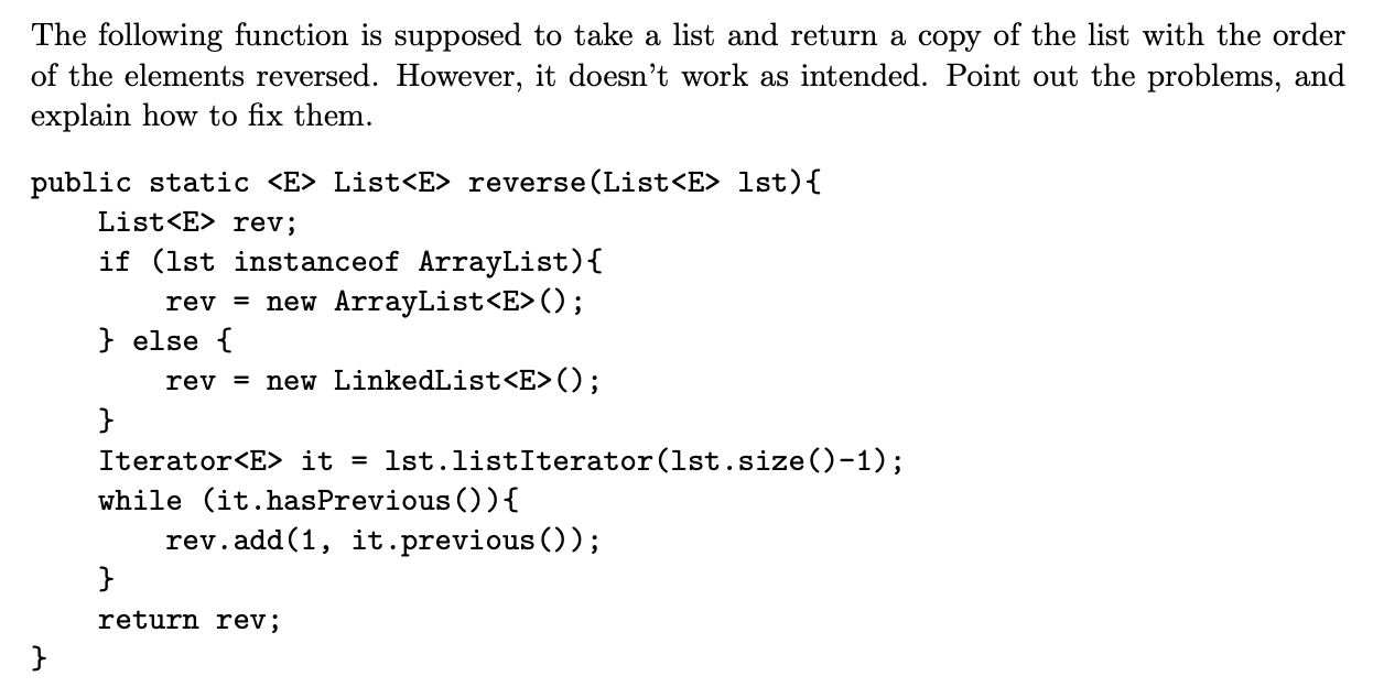 Solved The following function is supposed to take a list and | Chegg.com