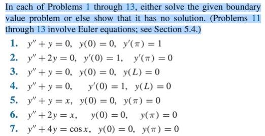 Solved In each of Problems 1 through 13, either solve the | Chegg.com
