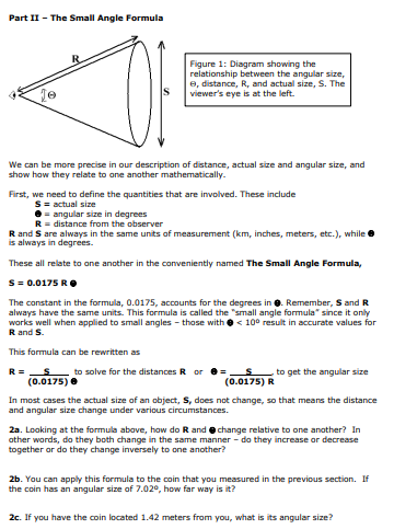 Solved Part II - The Small Angle Formula R Figure 1: Diagram | Chegg.com