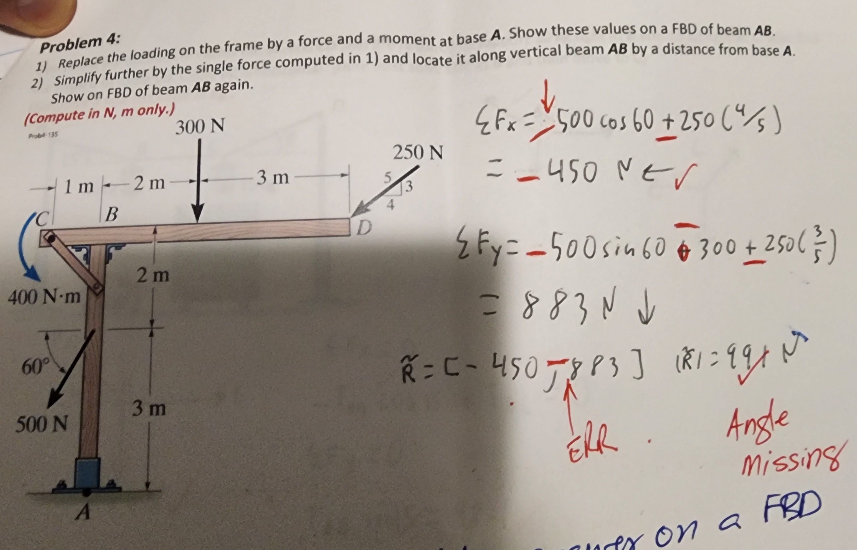 Solved Force between A and B = 500 NForce between B and D = | Chegg.com