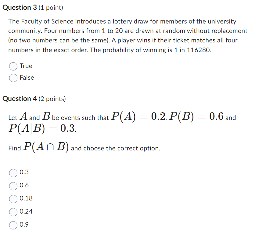 Solved The Faculty of Science introduces a lottery draw for | Chegg.com