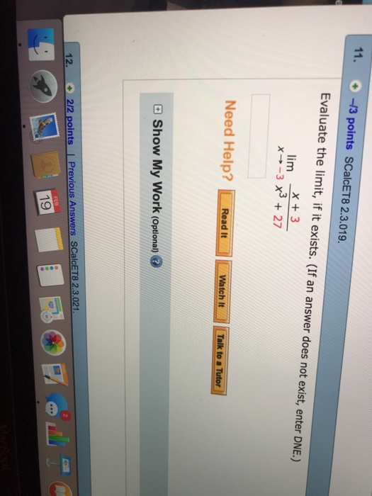 Solved 11· .-I3 points SCalcET8 2.3.019. Evaluate the limit, | Chegg.com