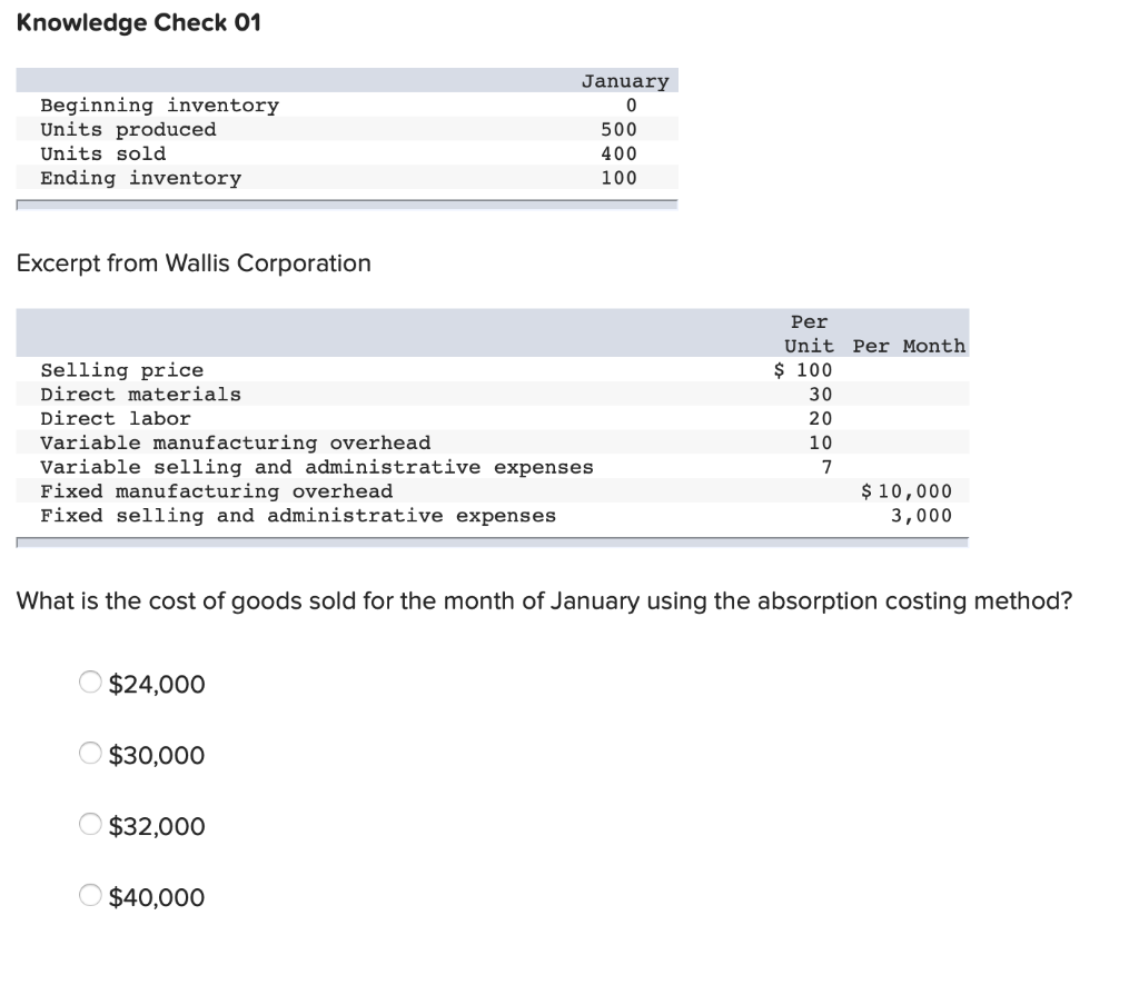 Solved Knowledge Check 01 Decide How Each Cost Is Treated On