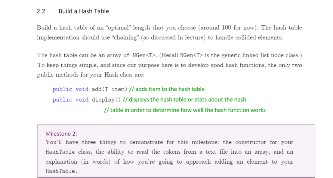 Solved 2.2 Build a Hash Table Build a hash table of an | Chegg.com