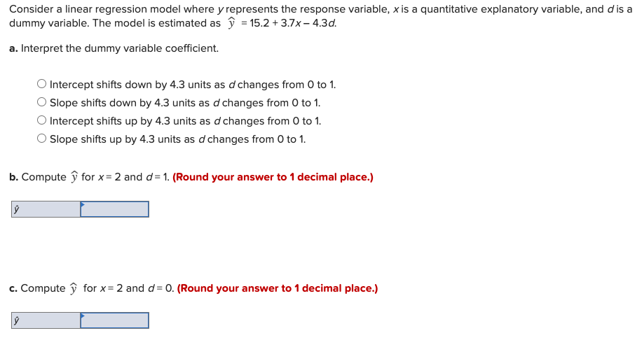 Solved Consider a linear regression model where y represents | Chegg.com