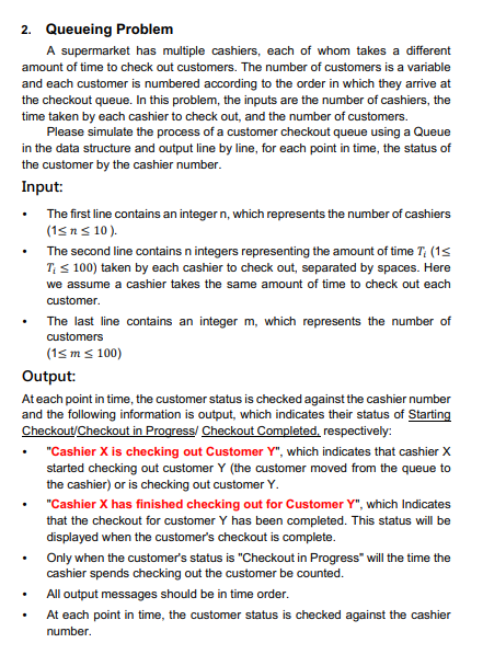 Solved 2. Queueing Problem A supermarket has multiple | Chegg.com