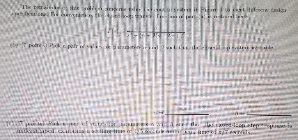 Solved The continuous-time, linear, time-invariant feedback | Chegg.com