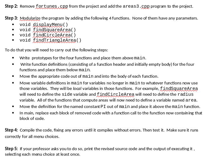 Solved Lab 5 Areas2.cpp Marisol castellanos Villa tinclude | Chegg.com