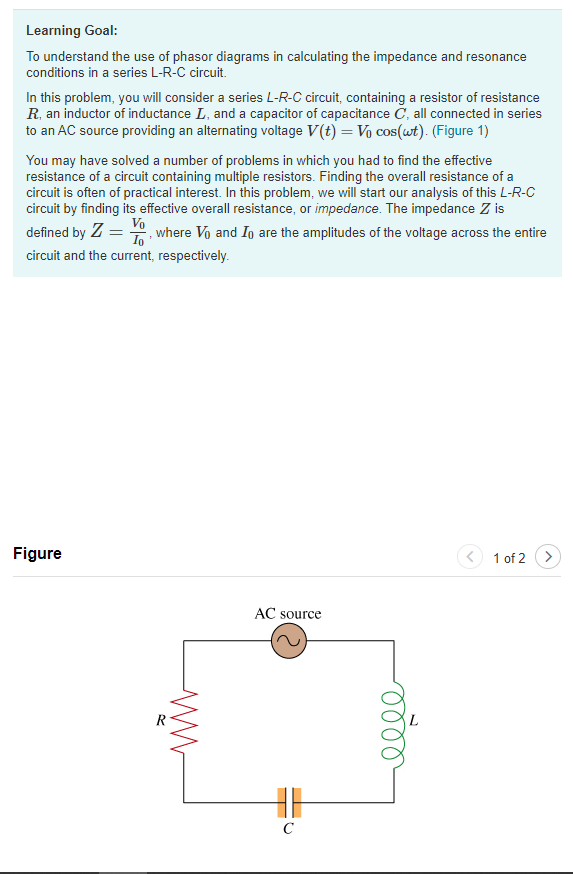 Solved Learning Goal: To understand the use of phasor | Chegg.com