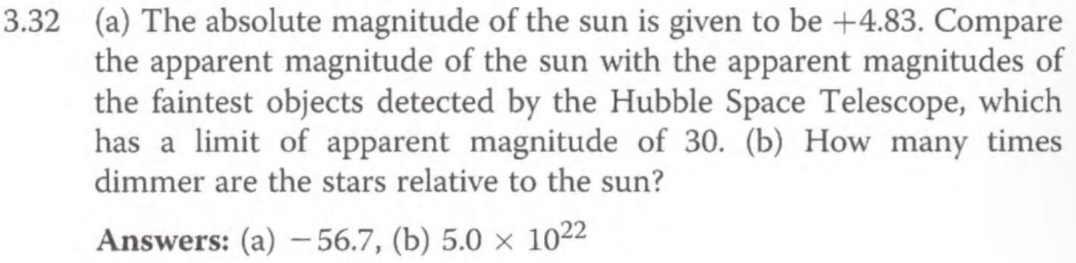 Solved 3.32 (a) The absolute magnitude of the sun is given | Chegg.com