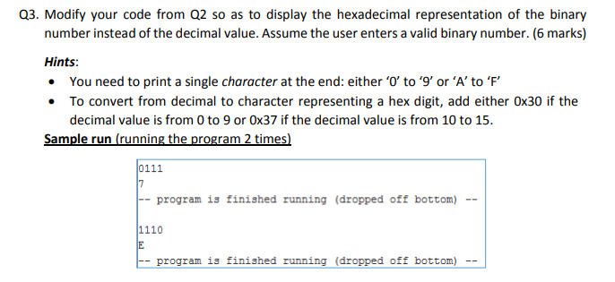Solved Q3. Modify your code from Q2 so as to display the | Chegg.com