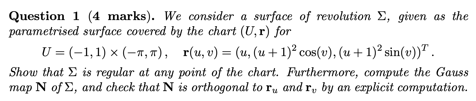 Question 1 (4 marks). We consider a surface of | Chegg.com