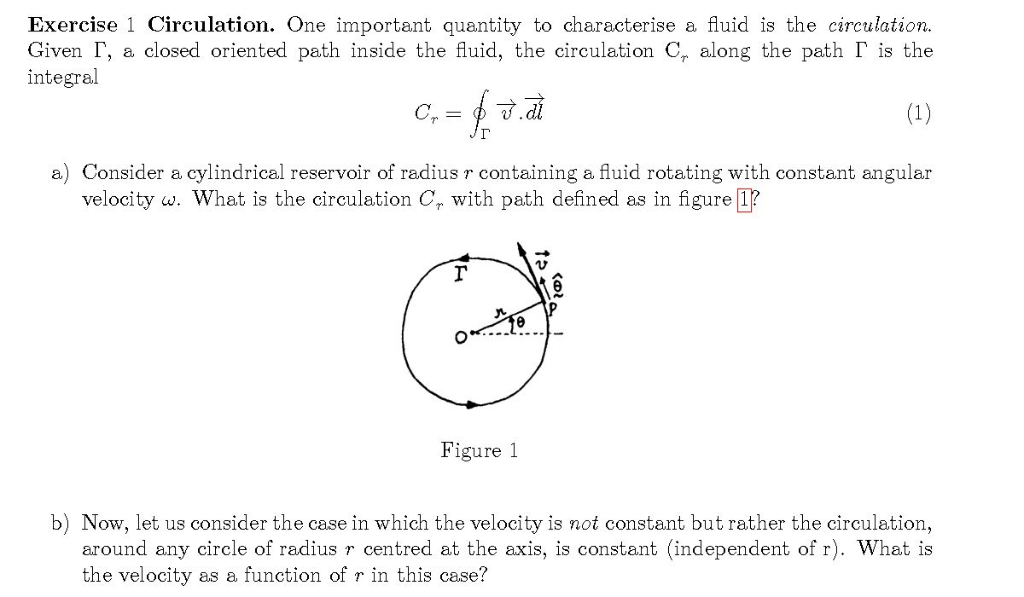 Solved Exercise 1 Circulation. One important quantity to | Chegg.com