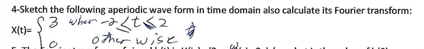 Solved 4-Sketch the following aperiodic wave form in time | Chegg.com