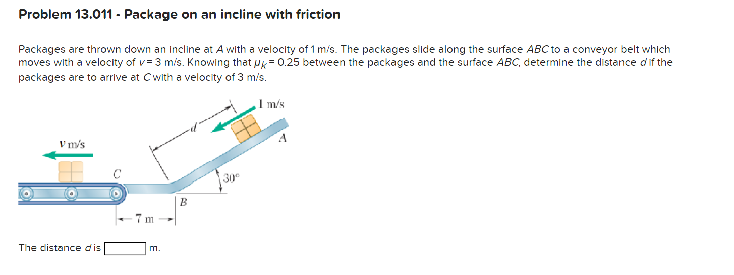Solved Packages are thrown down an incline at A with a | Chegg.com