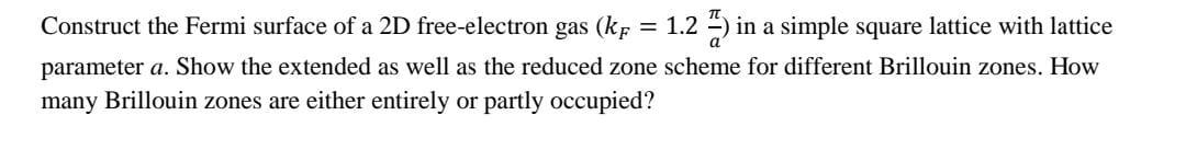 Solved = Construct the Fermi surface of a 2D free-electron | Chegg.com