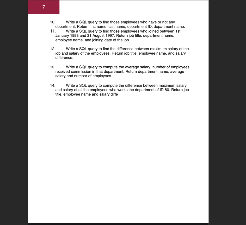 Solved Week 7 - LAB REPORT 2 Create the following tables | Chegg.com