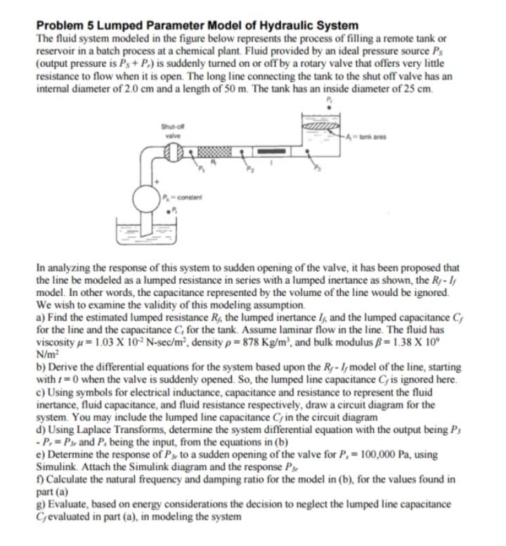 Solved Problem 5 Lumped Parameter Model of Hydraulic System | Chegg.com