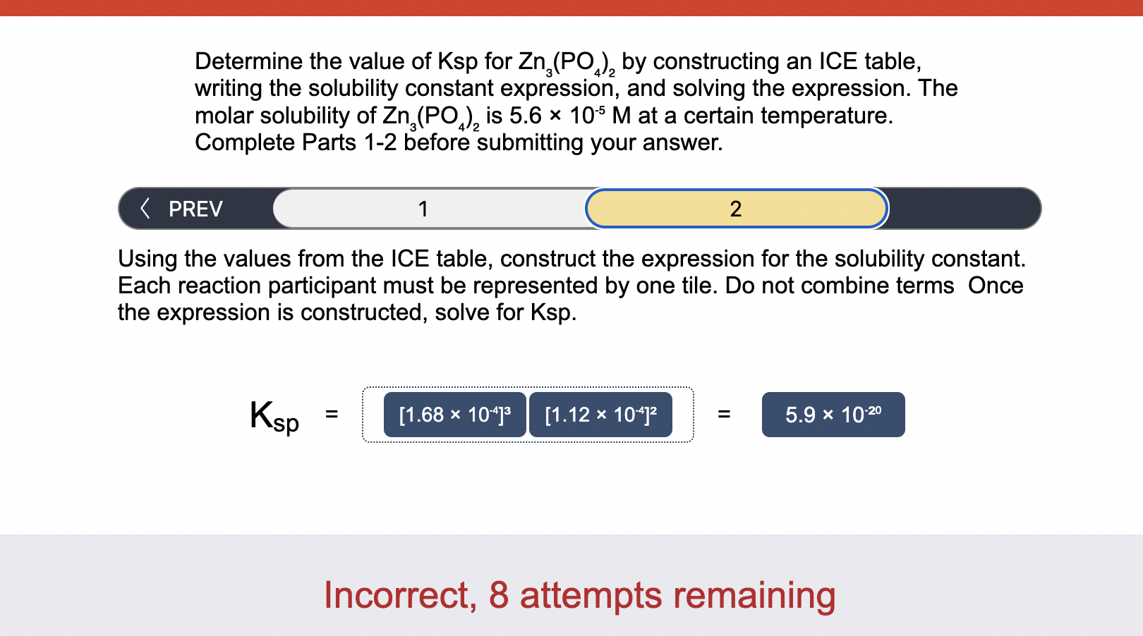 Solved Determine the value of Ksp for Zn3(PO4)2 by | Chegg.com